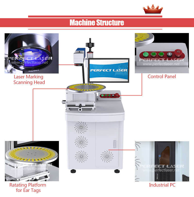 Animal Ear Tags Fiber Laser Marking Machine On Plastic Parts PEDB-420